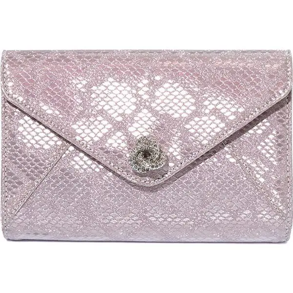 MICHELLE WILHITE Mini Frieda Clutch In Snake Shimmer Evening Fabric - Rose