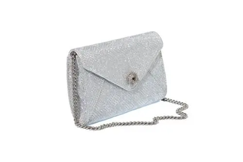 MICHELLE WILHITE Mini Frieda Clutch In Snake Shimmer Evening Fabric - Silver