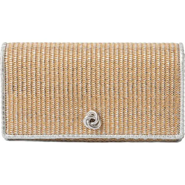 MICHELLE WILHITE The Olivia Clutch Evening Bag With Silver Tone Knot Hardware - Natural