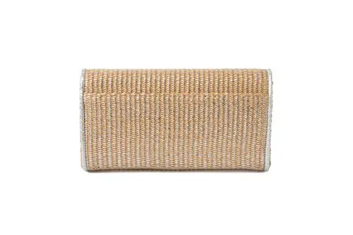MICHELLE WILHITE The Olivia Clutch Evening Bag With Silver Tone Knot Hardware - Natural