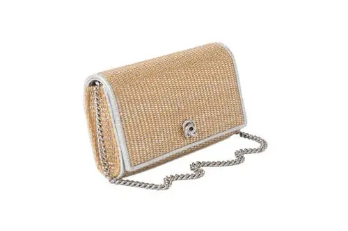 MICHELLE WILHITE The Olivia Clutch Evening Bag With Silver Tone Knot Hardware - Natural