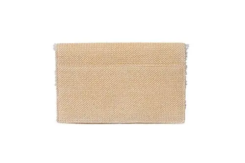 MICHELLE WILHITE Olivia Louise Raffia Clutch With Fringe And Gold Hardware - Sand