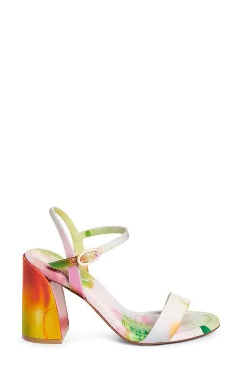 CHRISTIAN LOUBOUTIN Floral Print Block Heel Sandal