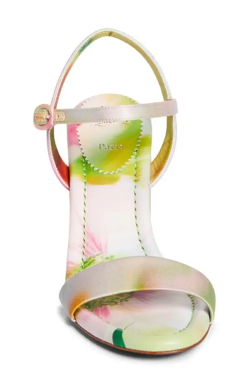CHRISTIAN LOUBOUTIN Floral Print Block Heel Sandal