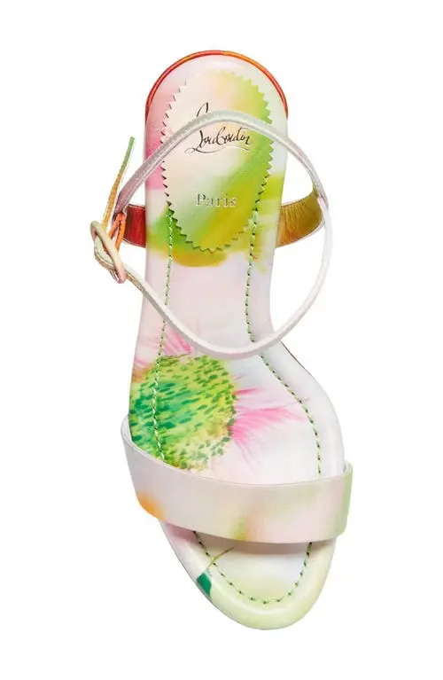 CHRISTIAN LOUBOUTIN Floral Print Block Heel Sandal
