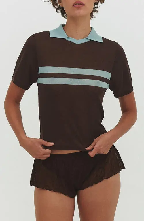 FIND ME NOW Contrast Stripe Polo Sweater