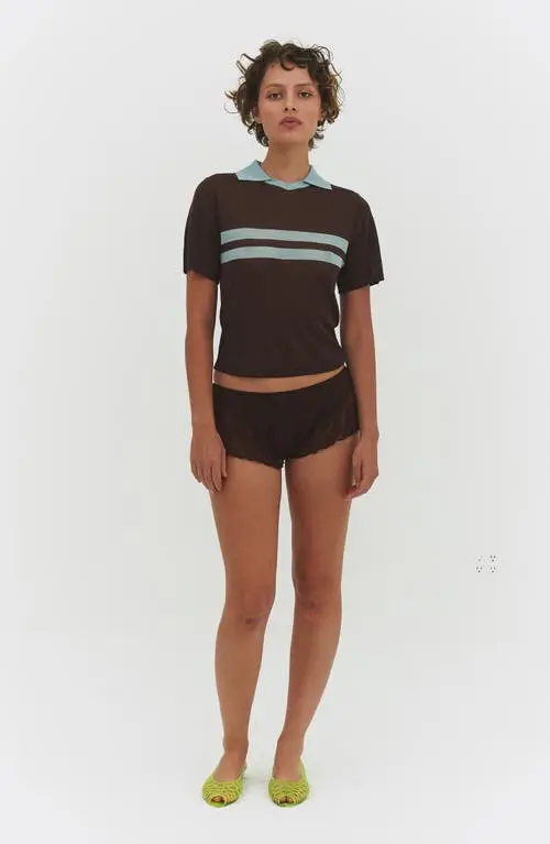 FIND ME NOW Contrast Stripe Polo Sweater