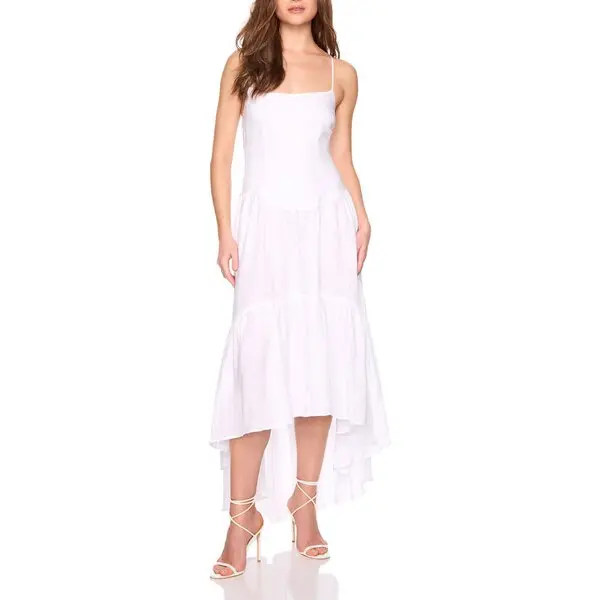 Susana Monaco Linen Drop Waist High-low Maxi Dress - Sugar