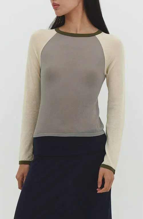 FIND ME NOW Colorblock Raglan Sleeve T-shirt - Matcha Mel