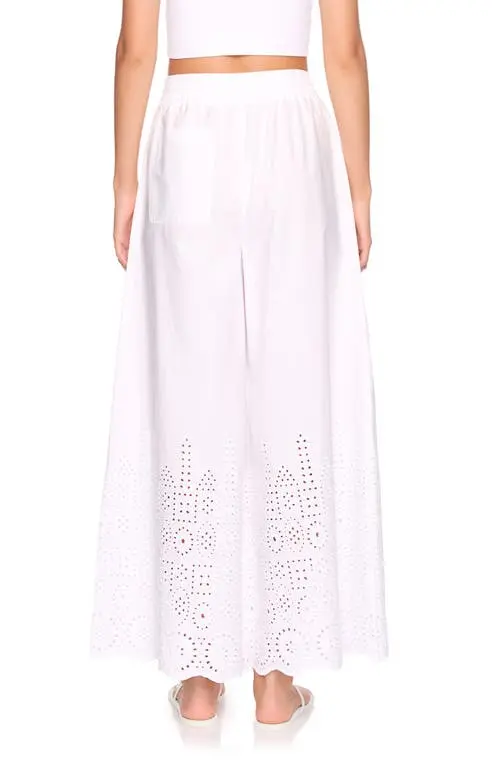 Susana Monaco Embroidered Cotton Eyelet Wide Leg Pants