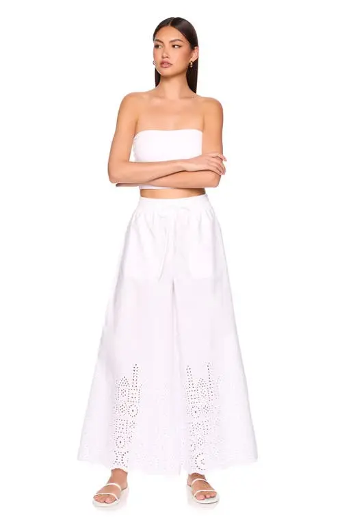 Susana Monaco Embroidered Cotton Eyelet Wide Leg Pants