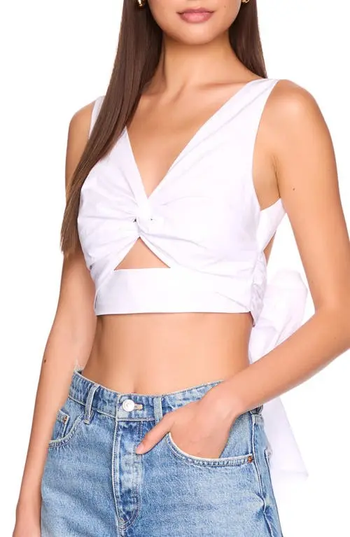 Susana Monaco Twist Front Back Tie Cotton Poplin Top - Sugar