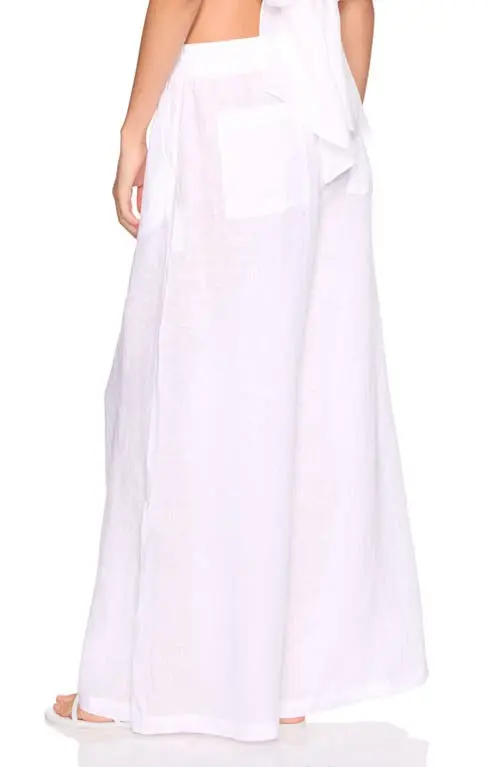 Susana Monaco Wide Leg Linen Pants With Tie Waist