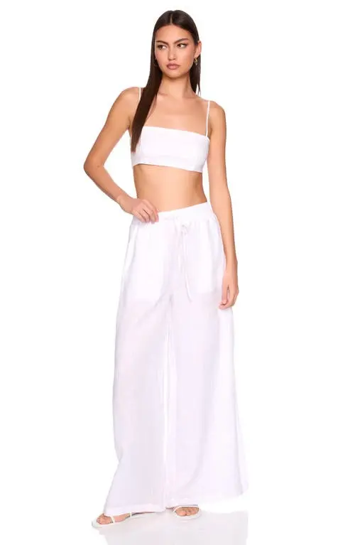 Susana Monaco Wide Leg Linen Pants With Tie Waist
