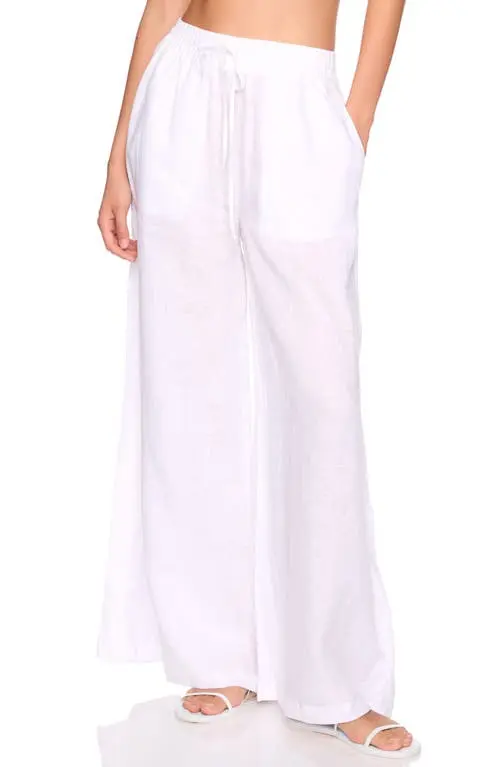 Susana Monaco Wide Leg Linen Pants With Tie Waist