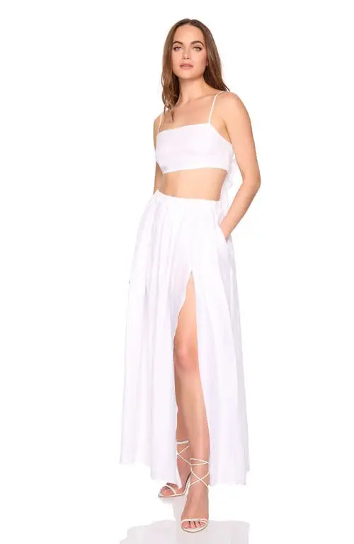 Susana Monaco Wrap Linen Maxi Skirt With Slit