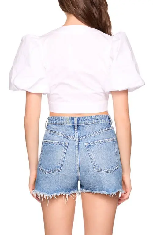 Susana Monaco Bubble Sleeve Tie Front Cotton Poplin Top