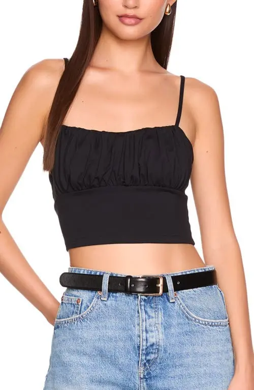 Susana Monaco Ruched Neckline Cropped Cami - Black