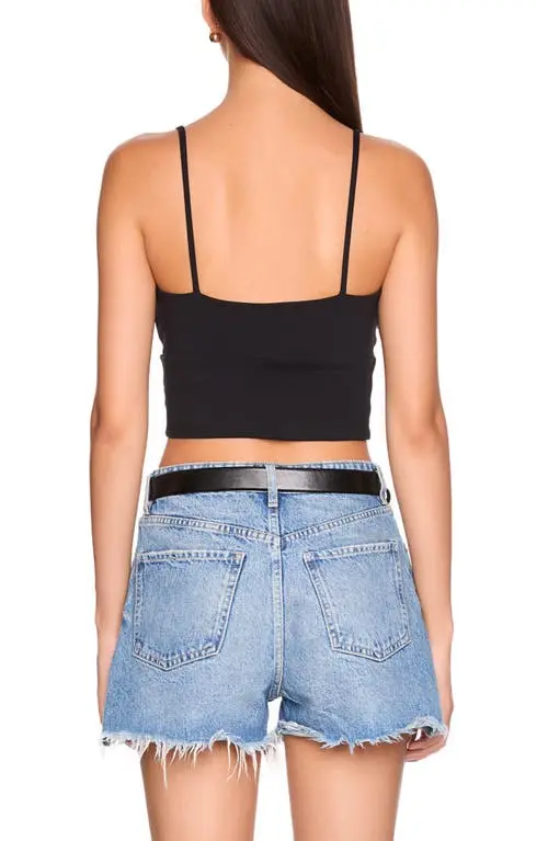 Susana Monaco Ruched Neckline Cropped Cami - Black