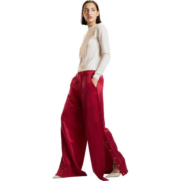Cynthia Rowley Wide Leg Snap Pants - Red