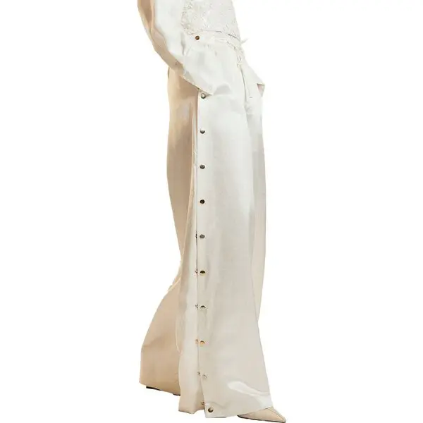 Cynthia Rowley Wide Leg Snap Pants - White