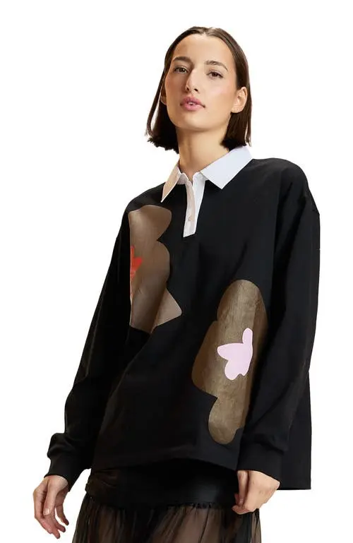 Cynthia Rowley Printed Cotton Rugby Shirt