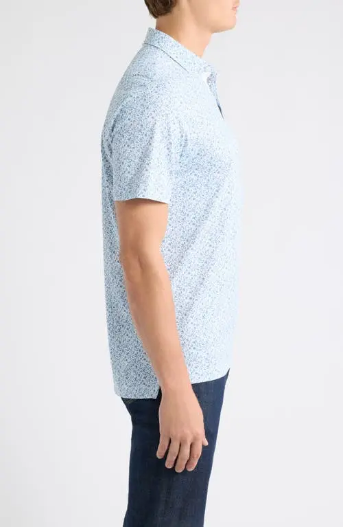 Johnnie-o Bloom Neat Floral Performance Polo - Carbon Fiber