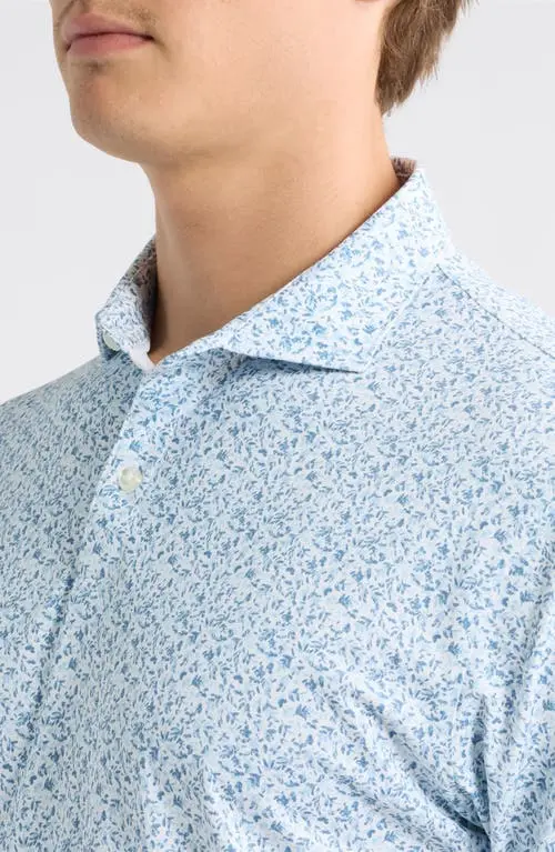Johnnie-o Bloom Neat Floral Performance Polo - Carbon Fiber