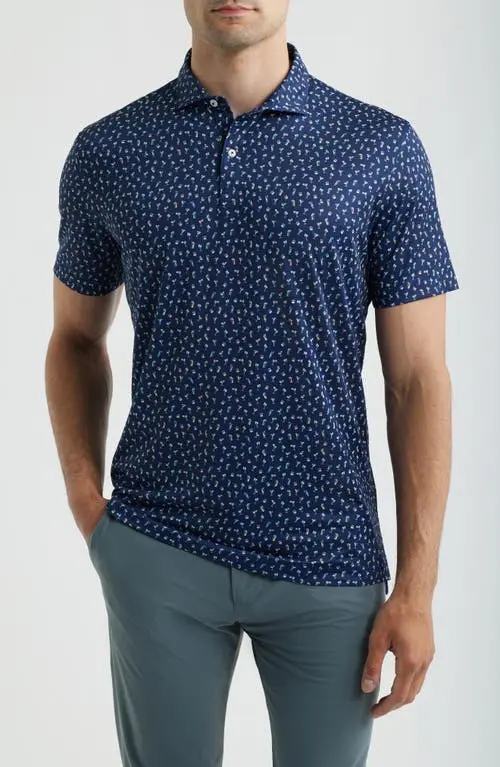 Johnnie-o Pop Tails Cocktail Print Performance Jersey Polo - Navy