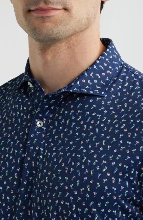Johnnie-o Pop Tails Cocktail Print Performance Jersey Polo