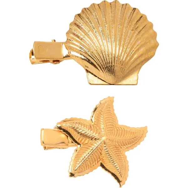 JENNIFER BEHR Oceane Shell And Starfish Barrettes - Gold