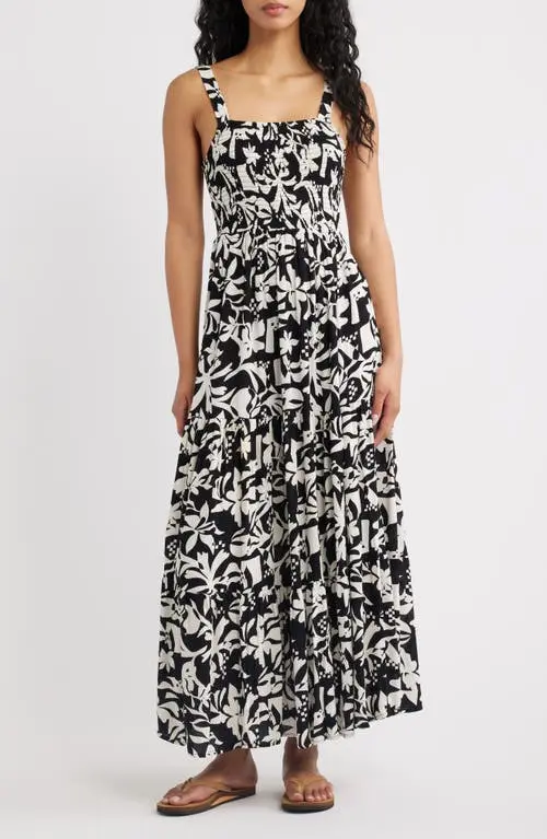 Rip Curl Topanga Canyon Print Sleeveless Maxi Dress - Bone/black