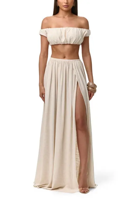 Naked Wardrobe Gathered Side Slit Maxi Skirt