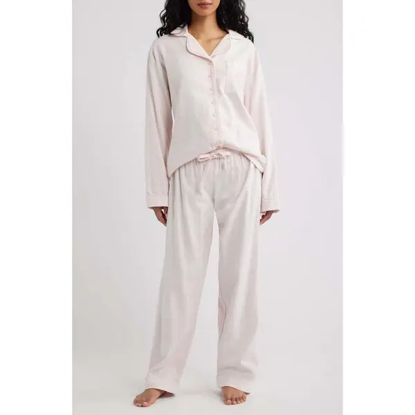 House Of Cb Classic Brushed Cotton Flannel Pajamas - Pink