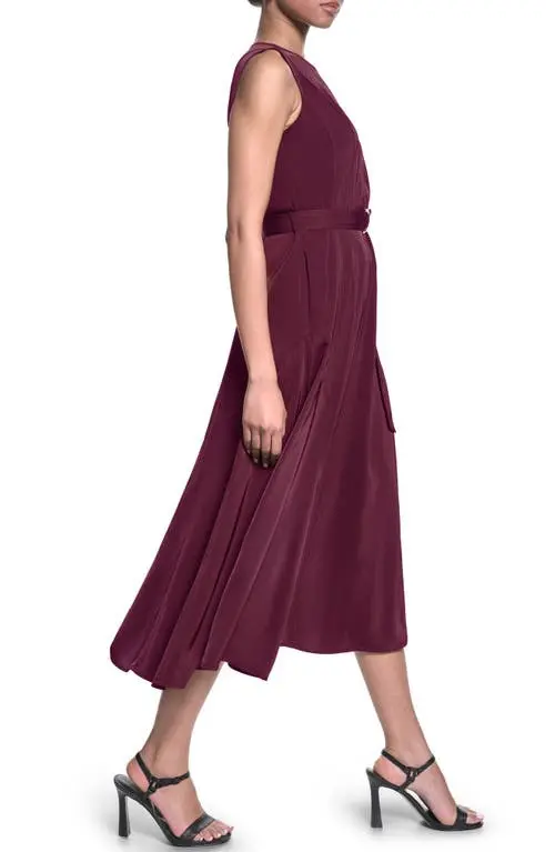 Karl Lagerfeld Paris Sleeveless Belted Midi Dress