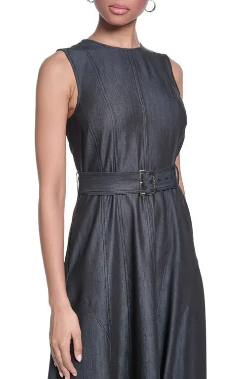 Karl Lagerfeld Sleeveless Belted Midi Dress