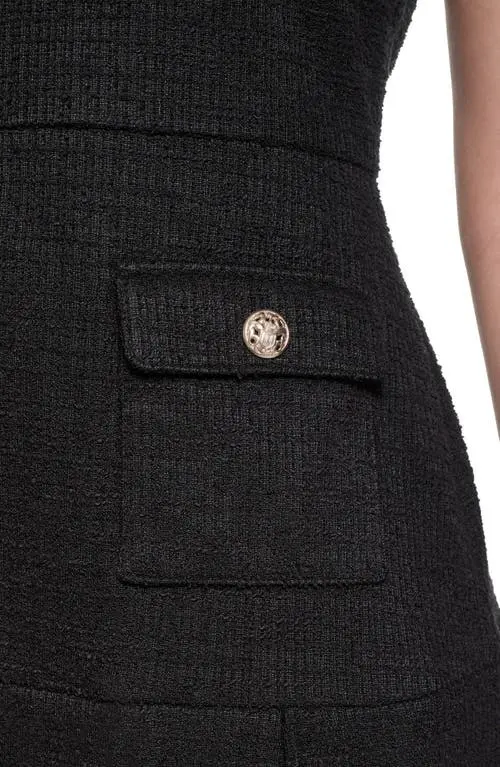 Karl Lagerfeld Textured Stretch A-line Dress - Black