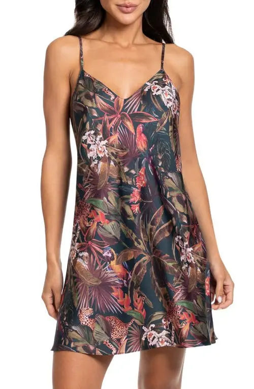 MIDNIGHT BAKERY Print Satin Chemise - Navy