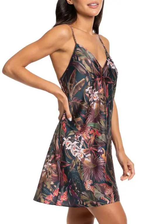 MIDNIGHT BAKERY Print Satin Chemise
