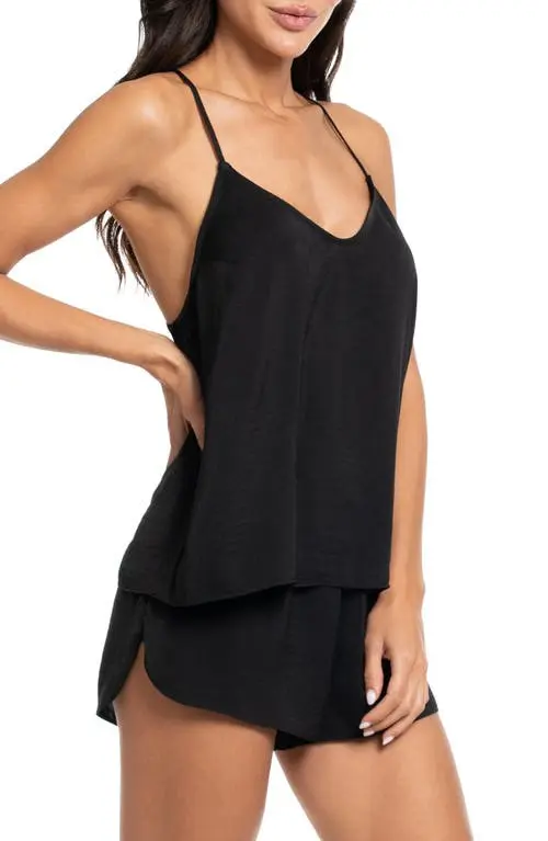 MIDNIGHT BAKERY Hammered Satin Camisole & Tap Shorts Pajamas