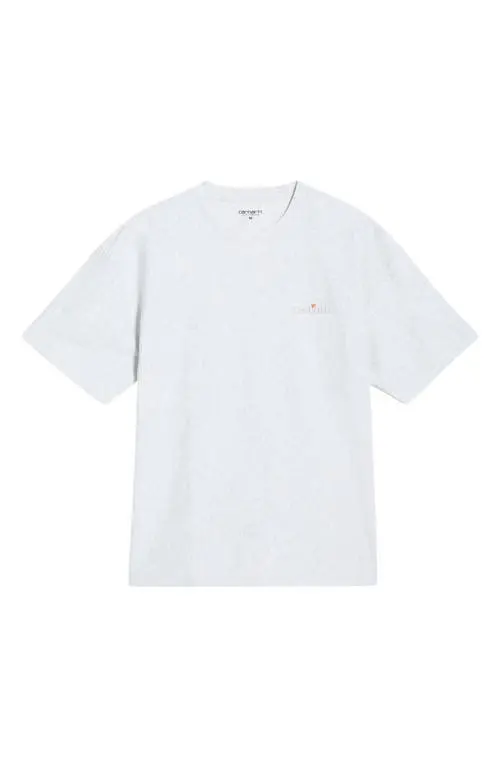 Carhartt Work In Progress Wip Label Embroidered Oversize Organic Cotton T-shirt - Ash Heather
