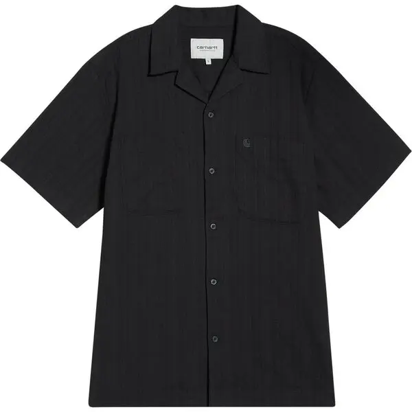 Carhartt Work In Progress Gareth Cotton Seersucker Camp Shirt - Black