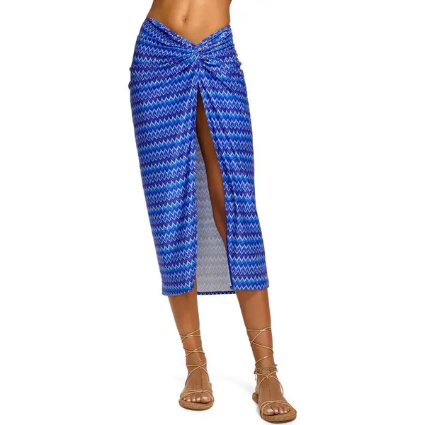 Ramy Brook Wave Xana Metallic Cover-up Skirt - Ocean Wave