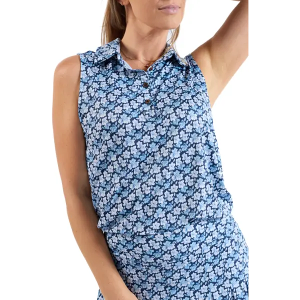 Kenny Flowers The Azaleas Ladies Sleeveless Golf Polo - Navy