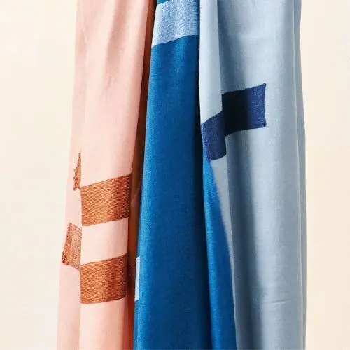 STUDIO VARIOUSLY Canyon Hand Embroidered Hand Woven Merino Silk Soft Scarf
