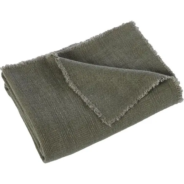 RENWIL Vernier Linen Throw Blanket - Olive