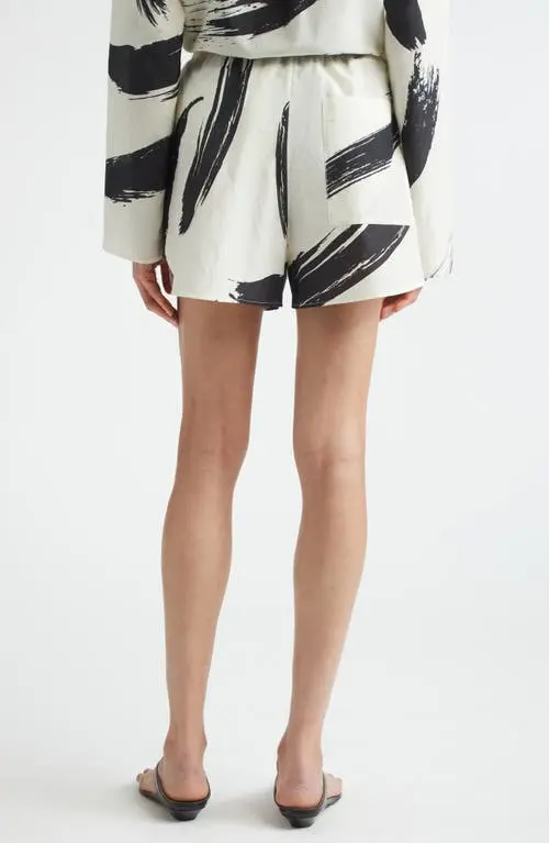 Loulou De Saison Nilo Printed Cotton Silk Voile Shorts - Ivory/black