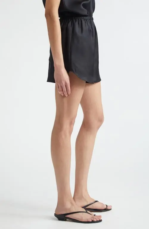 Loulou De Saison Cabo Elastic Waist Silk Twill Shorts