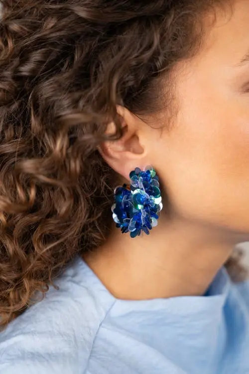 LOTT.GIOIELLI Sequin Oval Creole Statement Earrings
