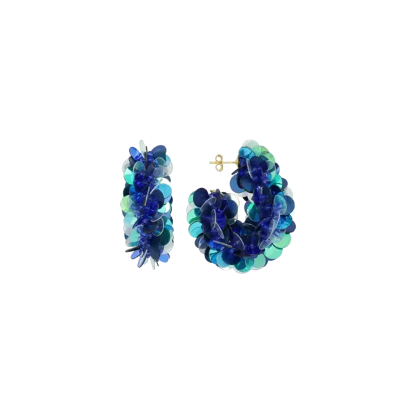 LOTT.GIOIELLI Sequin Oval Creole Statement Earrings - Blue